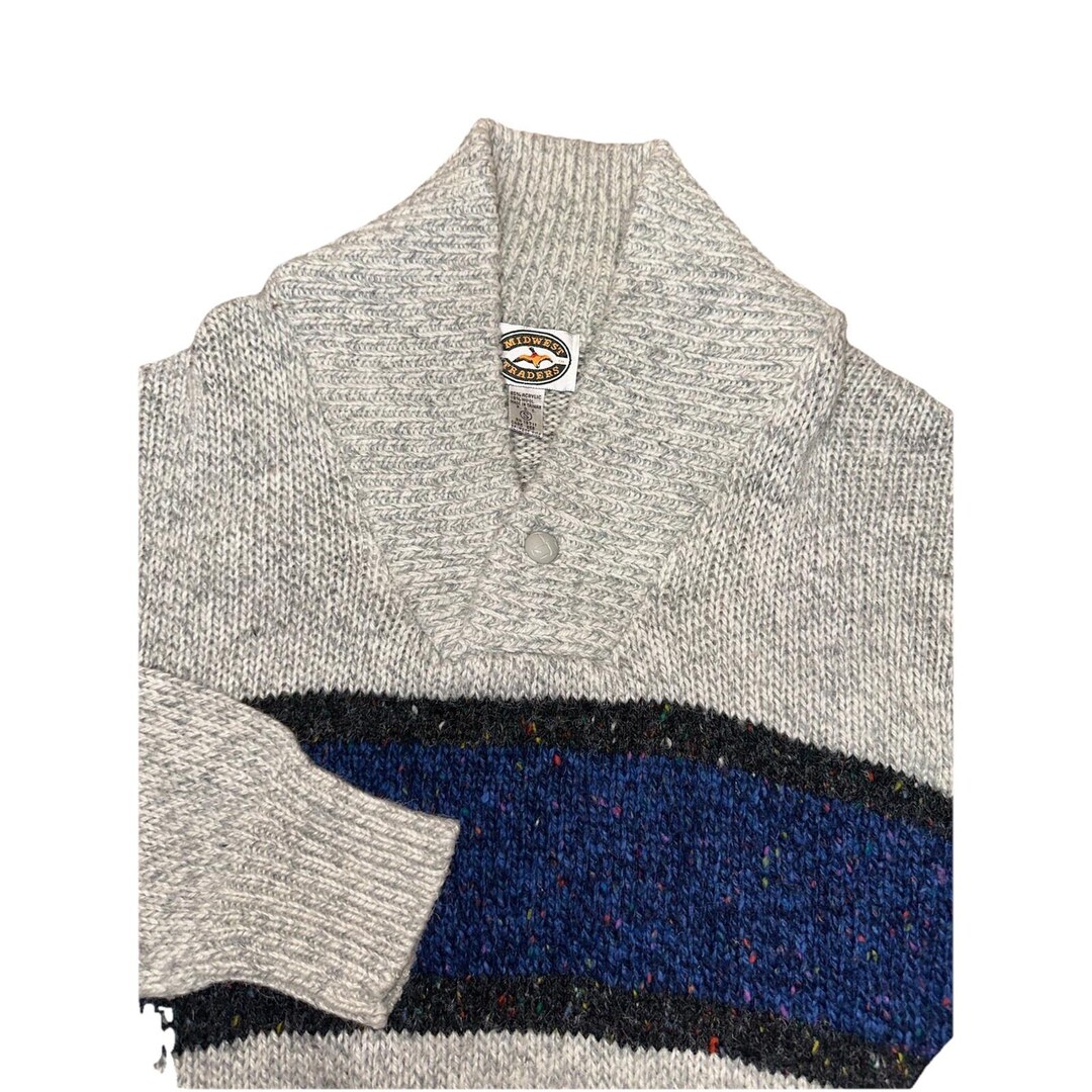 Vintage 80's Midwest Traders Vintage Wool Blend Sweater Gray Blue Men's ...
