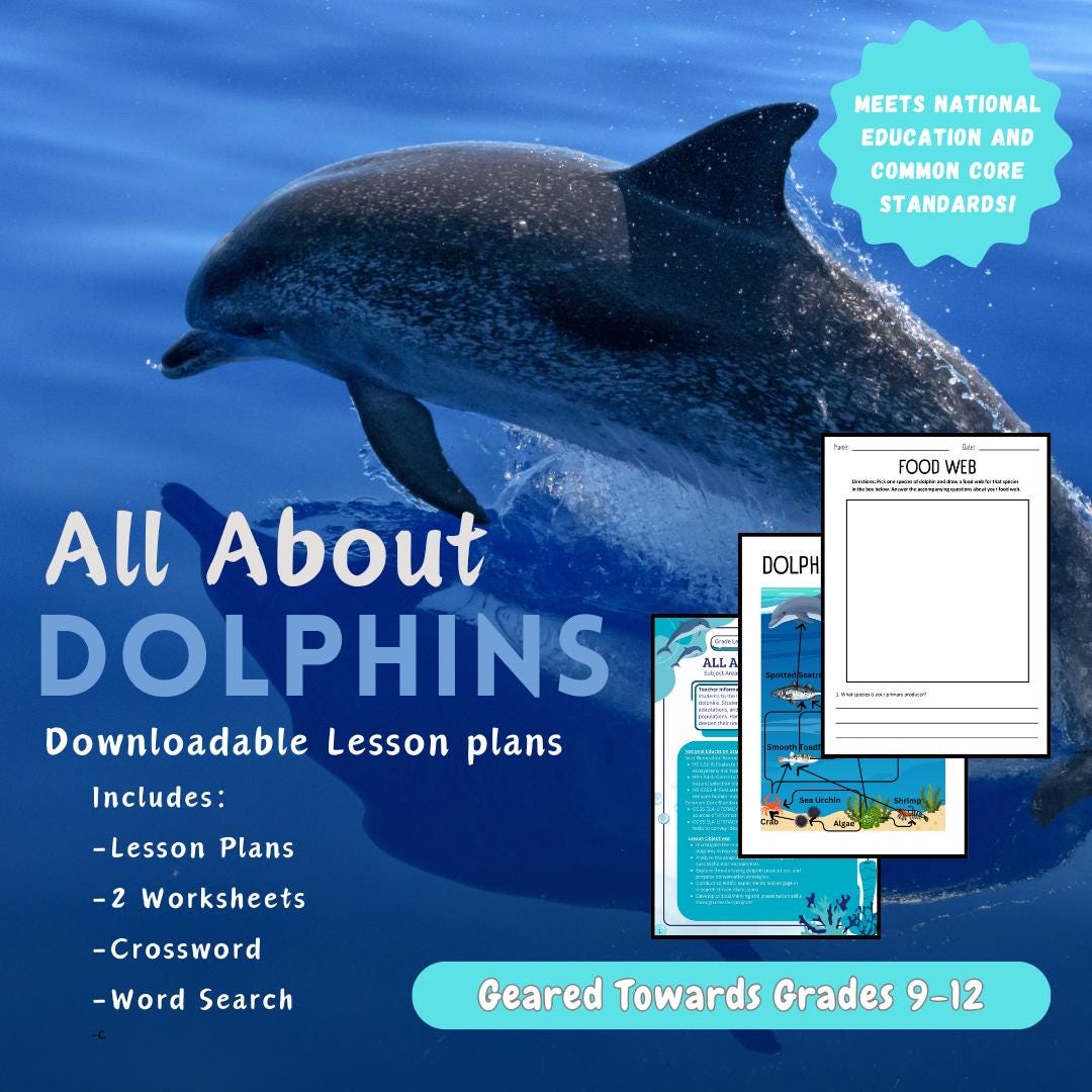 All About Dolphins Digital Lesson Plans for Grades 9-12 (high School ...