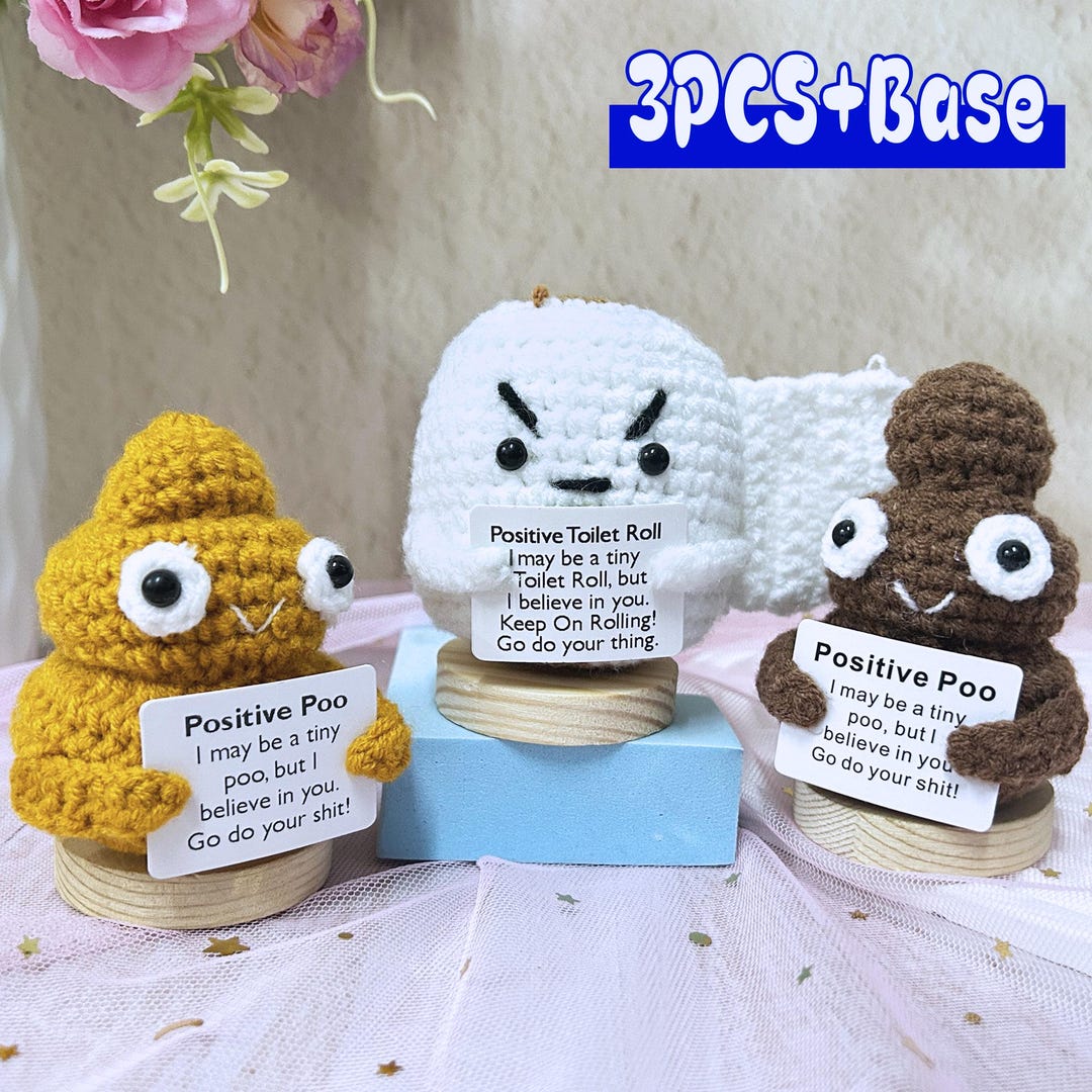 Funny Crochet Poo/toilet Roll Desk Decor,positive Poop Doll/toilet Roll ...