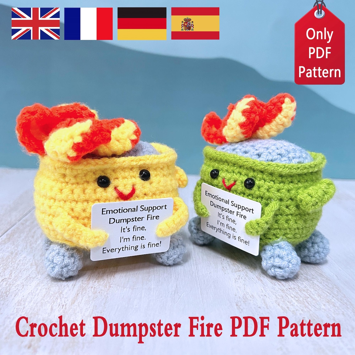 Emotional Support Dumpster Fire Crochet Pattern PDF File Tutorial ...
