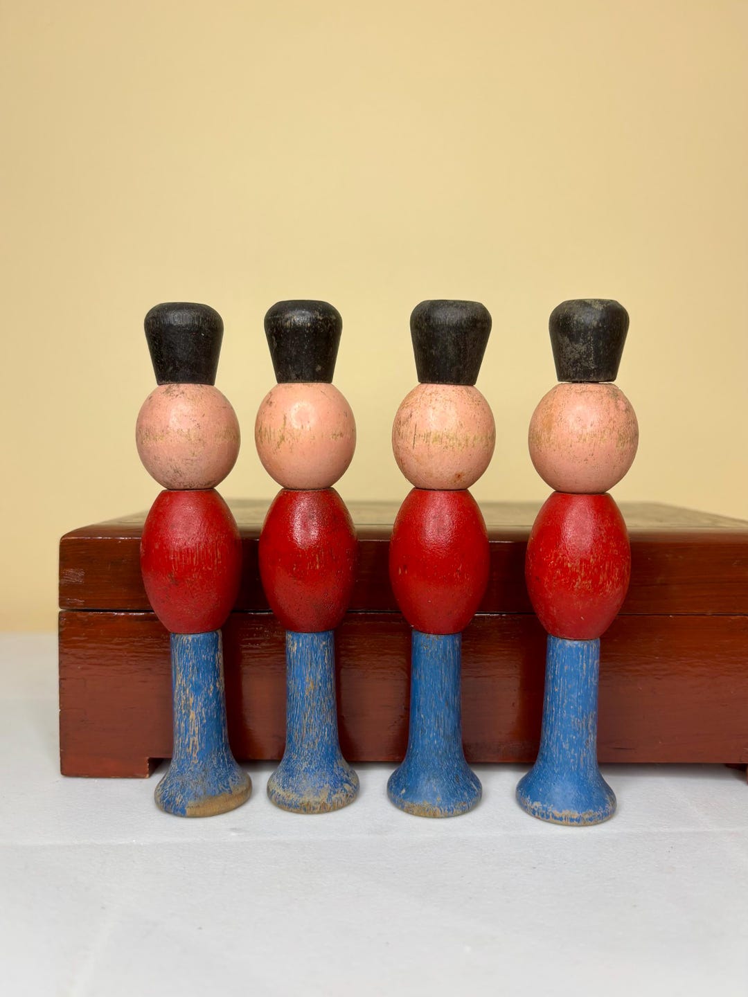 1920s Antique Wooden Toy Soldiers, Set of 4 - Etsy