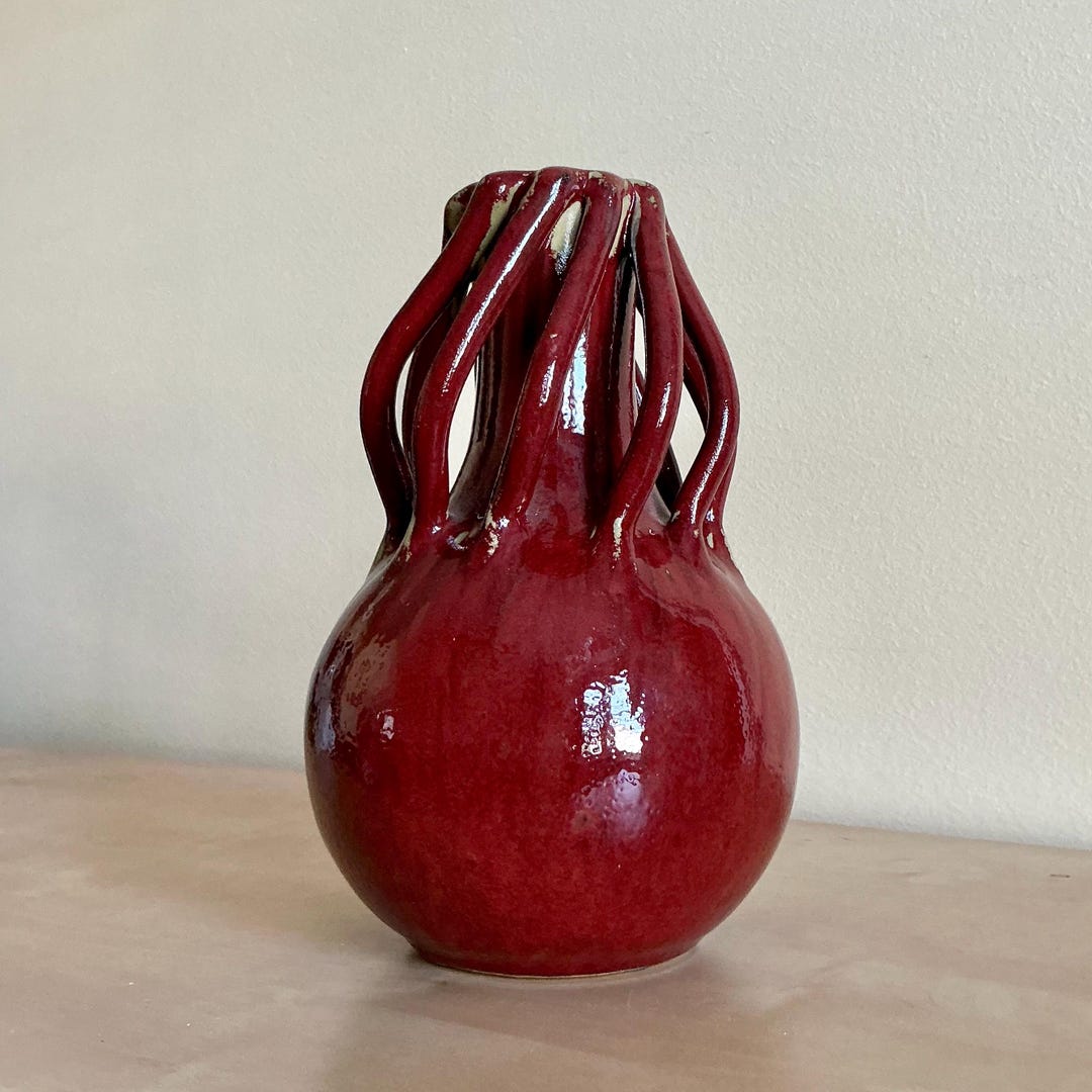 90s Global Views Studio Pottery Vase for Nieman Marcus, Vintage Red ...