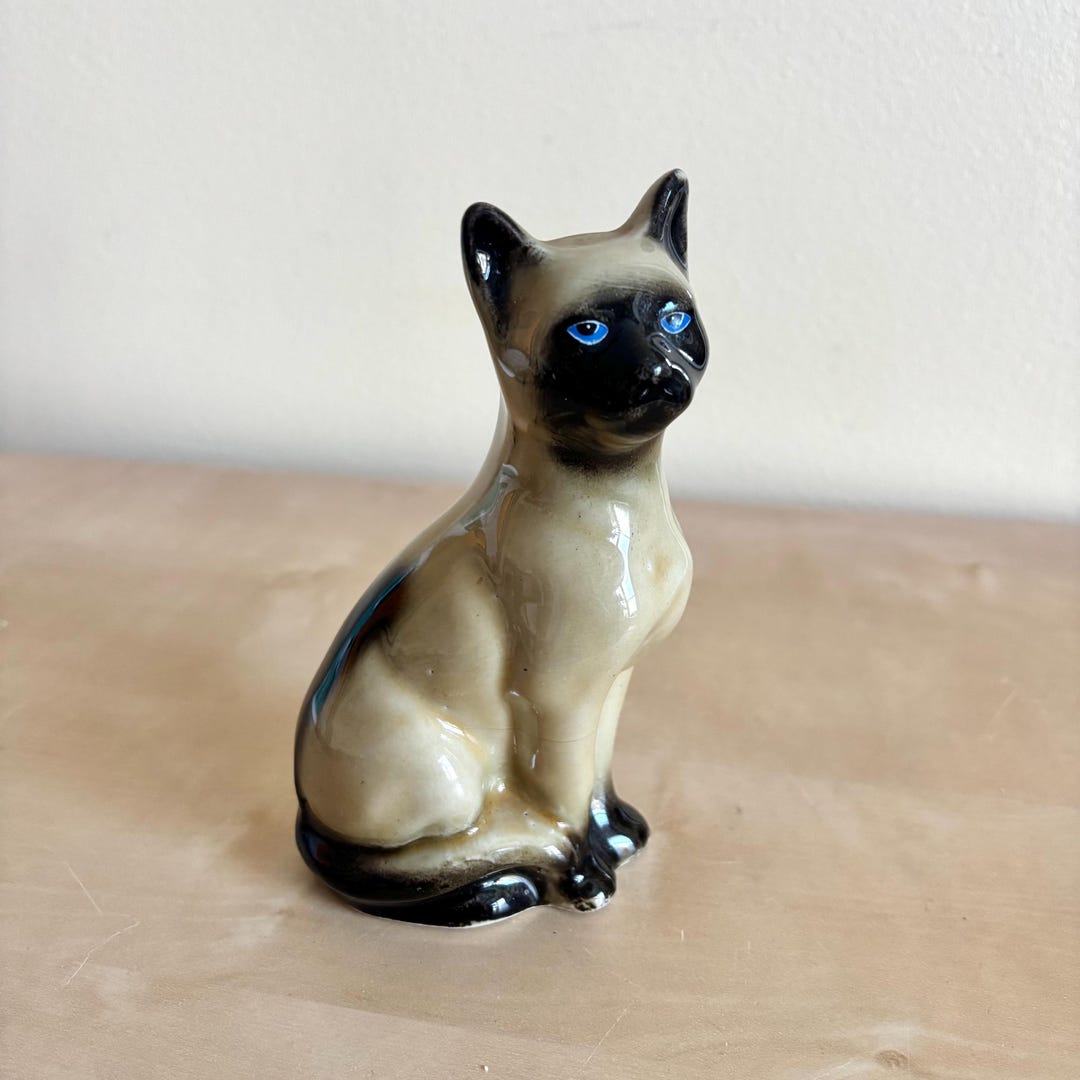 Vintage Ceramic Siamese Cat, Made in Brazil, Kitty Figurine Decor - Etsy