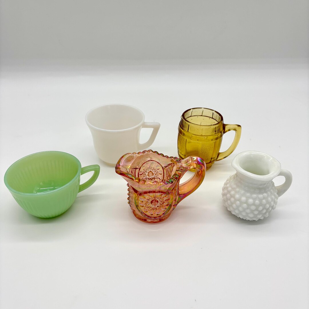 Collection of Miniature Vintage Glass Mugs, Pitchers, Carnival Glass ...
