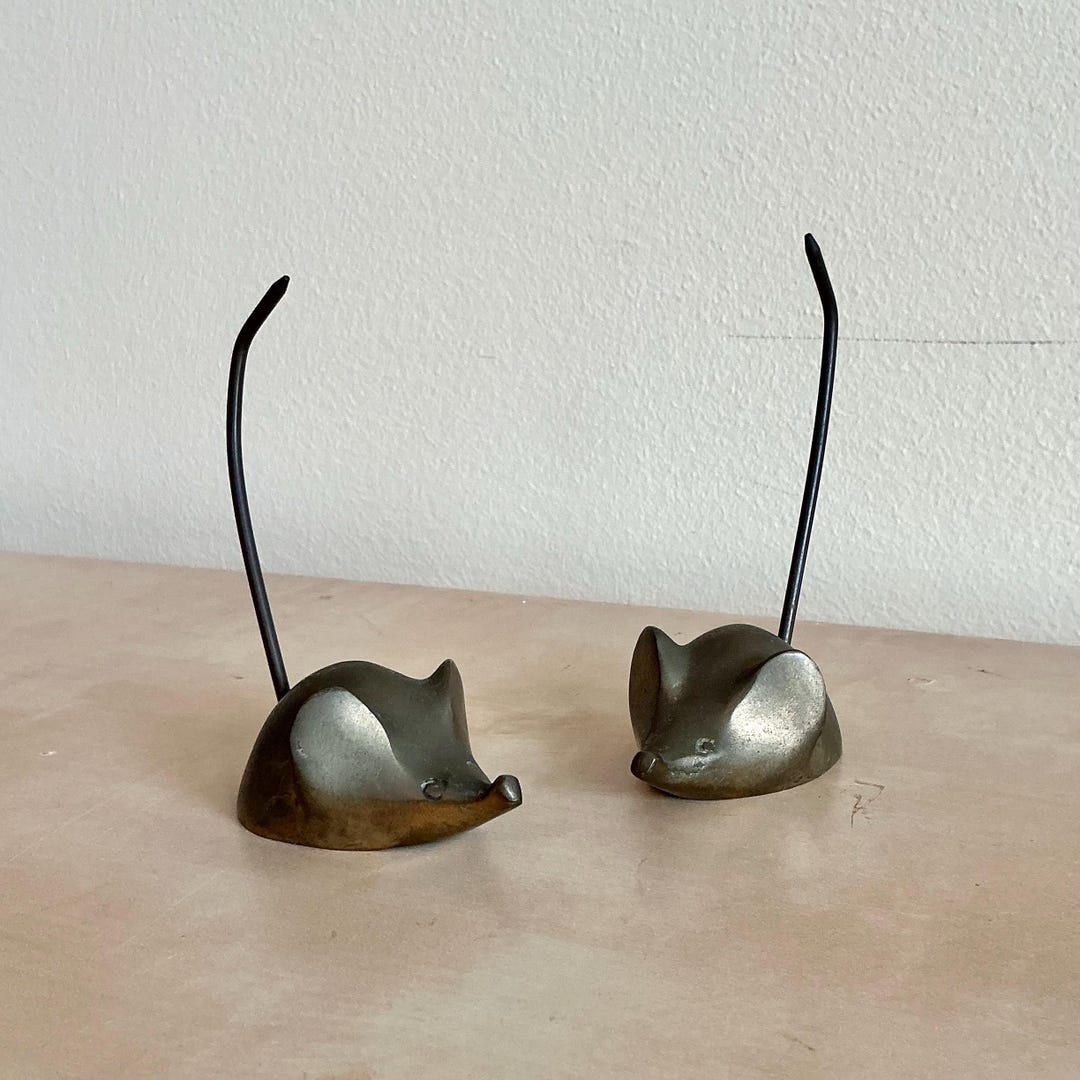 Pair of Vintage Brass Mice, Small Paperweight Desk Bookshelf Decor - Etsy