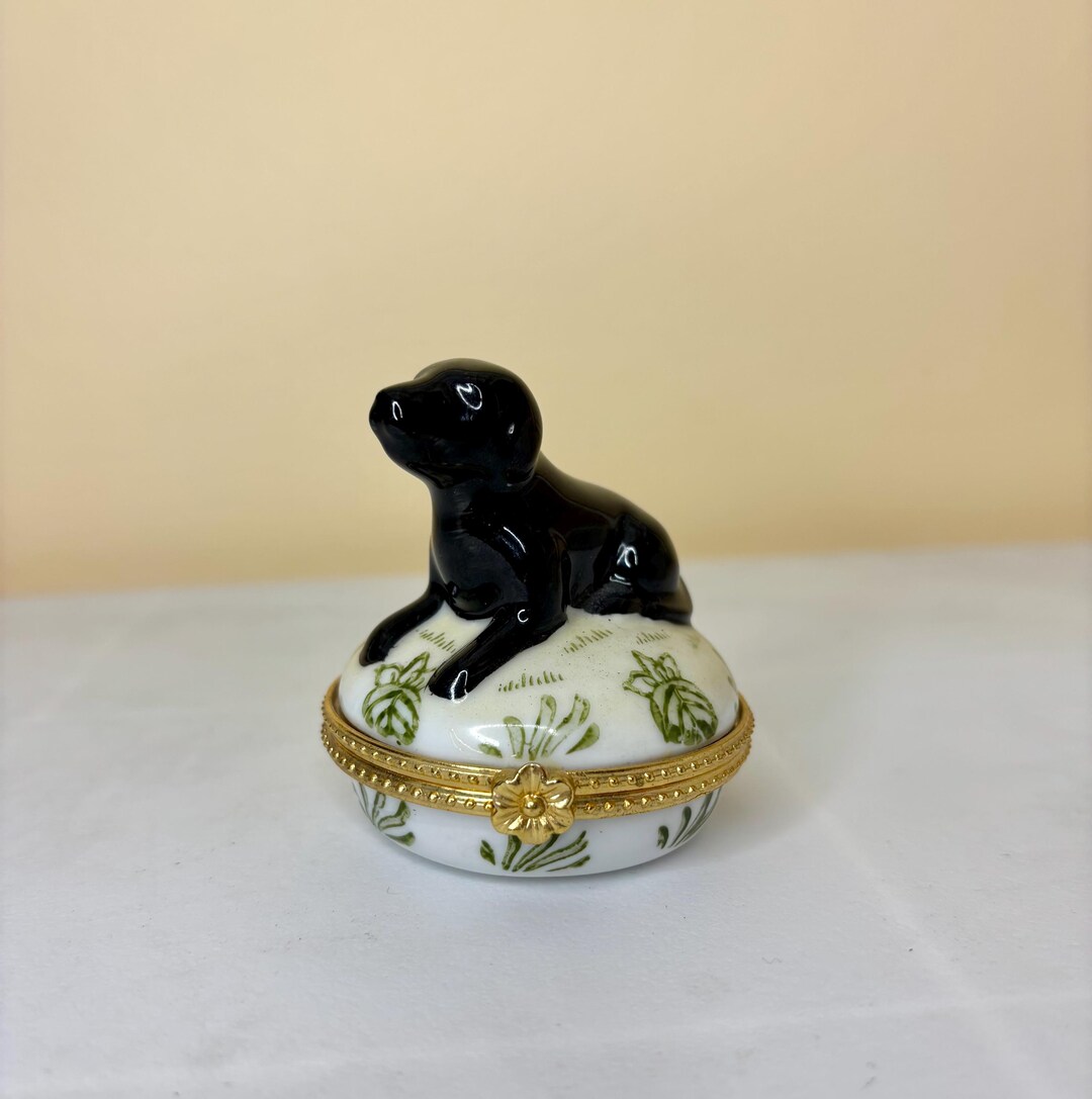 Rochard Limoges Original Black Labrador Trinket Box, Hand Painted - Etsy