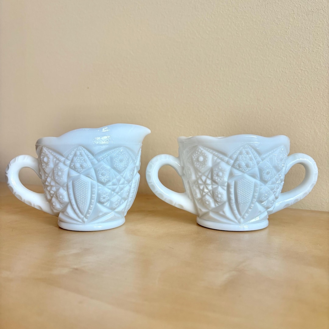 Milk Glass Creamer And Sugar