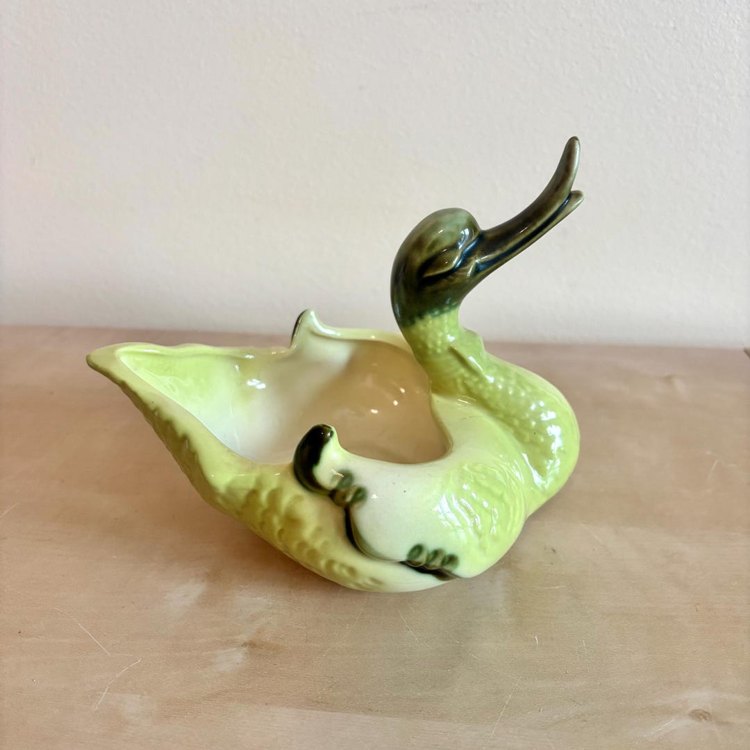 Vintage Hull Pottery 80 Green Duck Swan Planter - Etsy