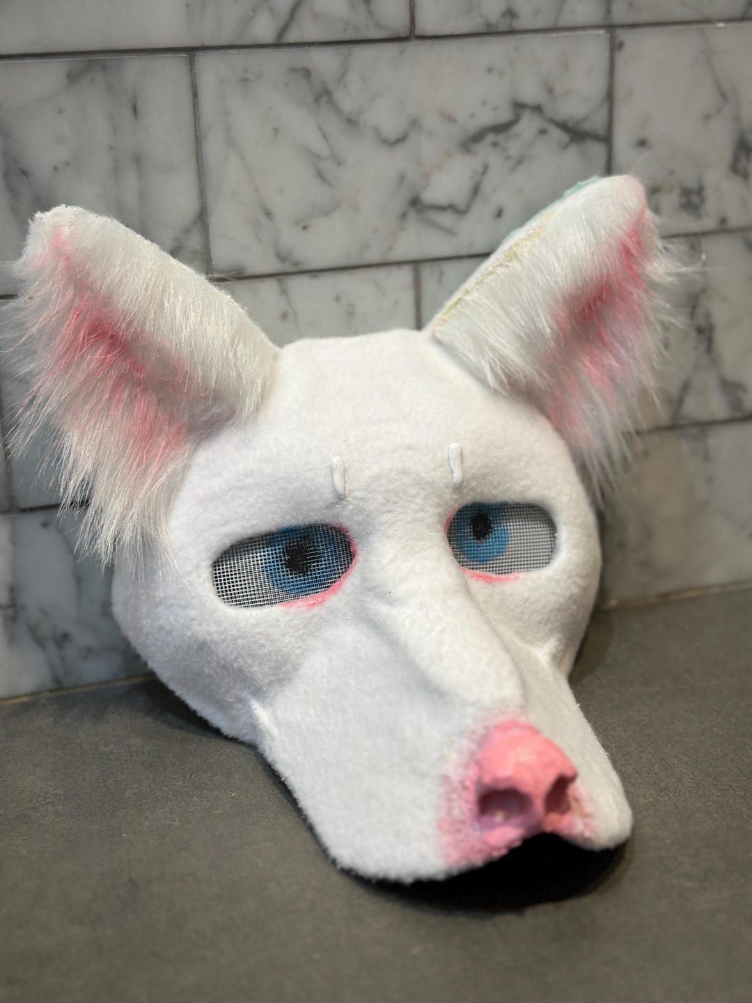 Lined and Felted Albino Dog Therian Mask - Etsy