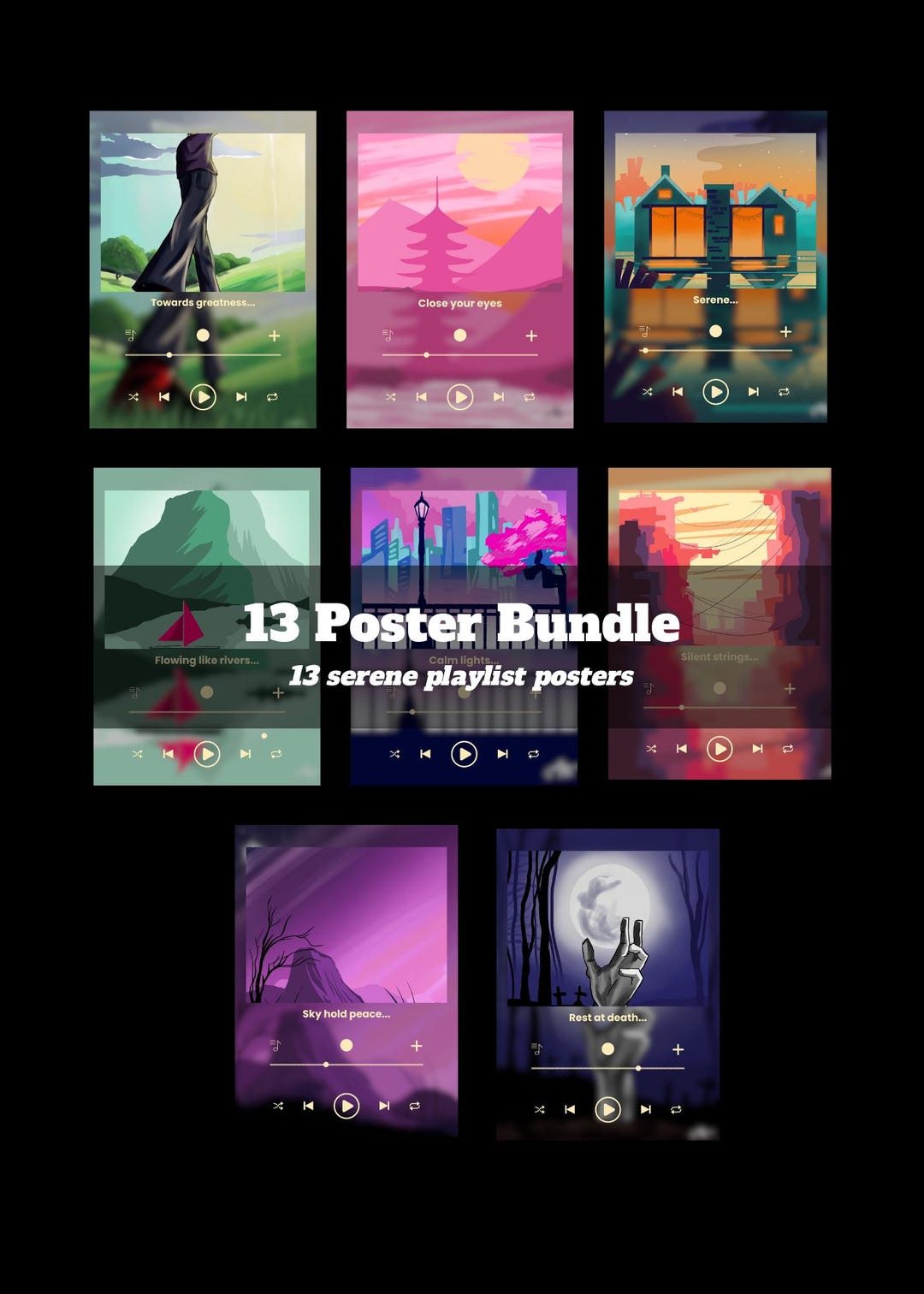 13 Aesthetic Playlist Posters Bundle – Printable Wall Art Set, Spotify ...