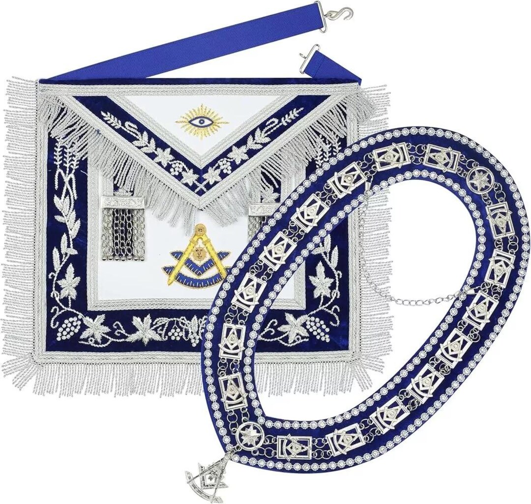 Hand Embroidery Masonic Regalia Past Master Apron – 100% Lambskin With ...