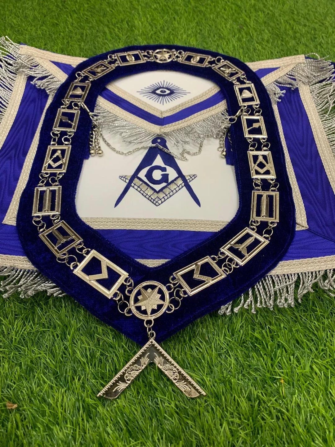 Masonic Regalia Blue Lodge Master Mason Apron Set With Chain Collar ...