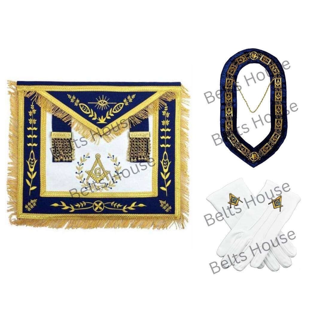 Masonic Master Blue Lodge Regalia Set – Master Mason Apron, Collar, and ...