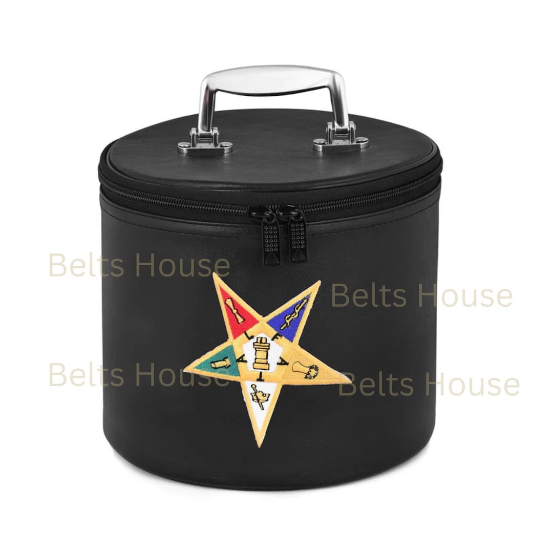 Masonic Lodge OES Fez Case - Black Imitation Leather With OES ...