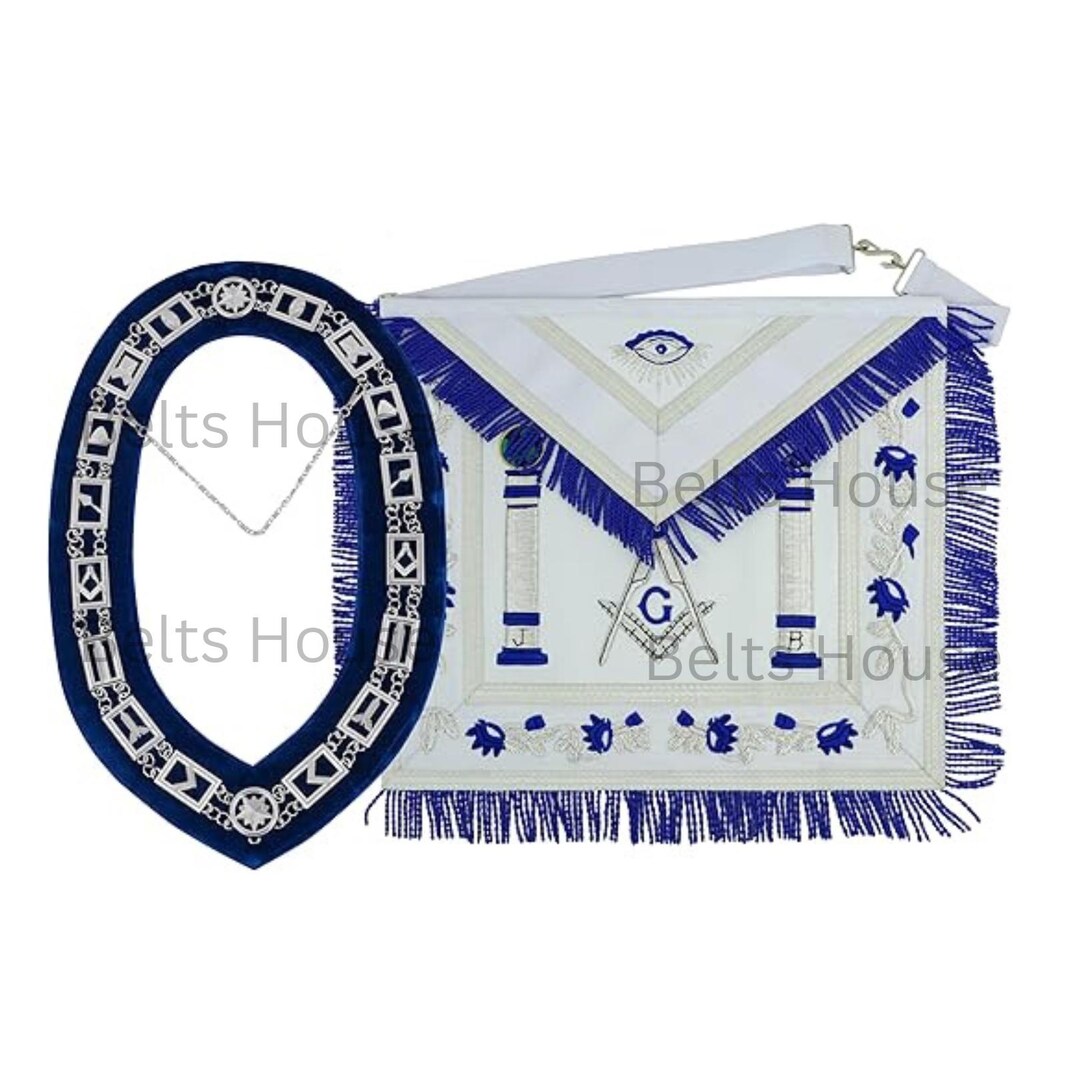 Masonic Regalia Master Mason Apron Hand Embroidered Apron and Chain ...