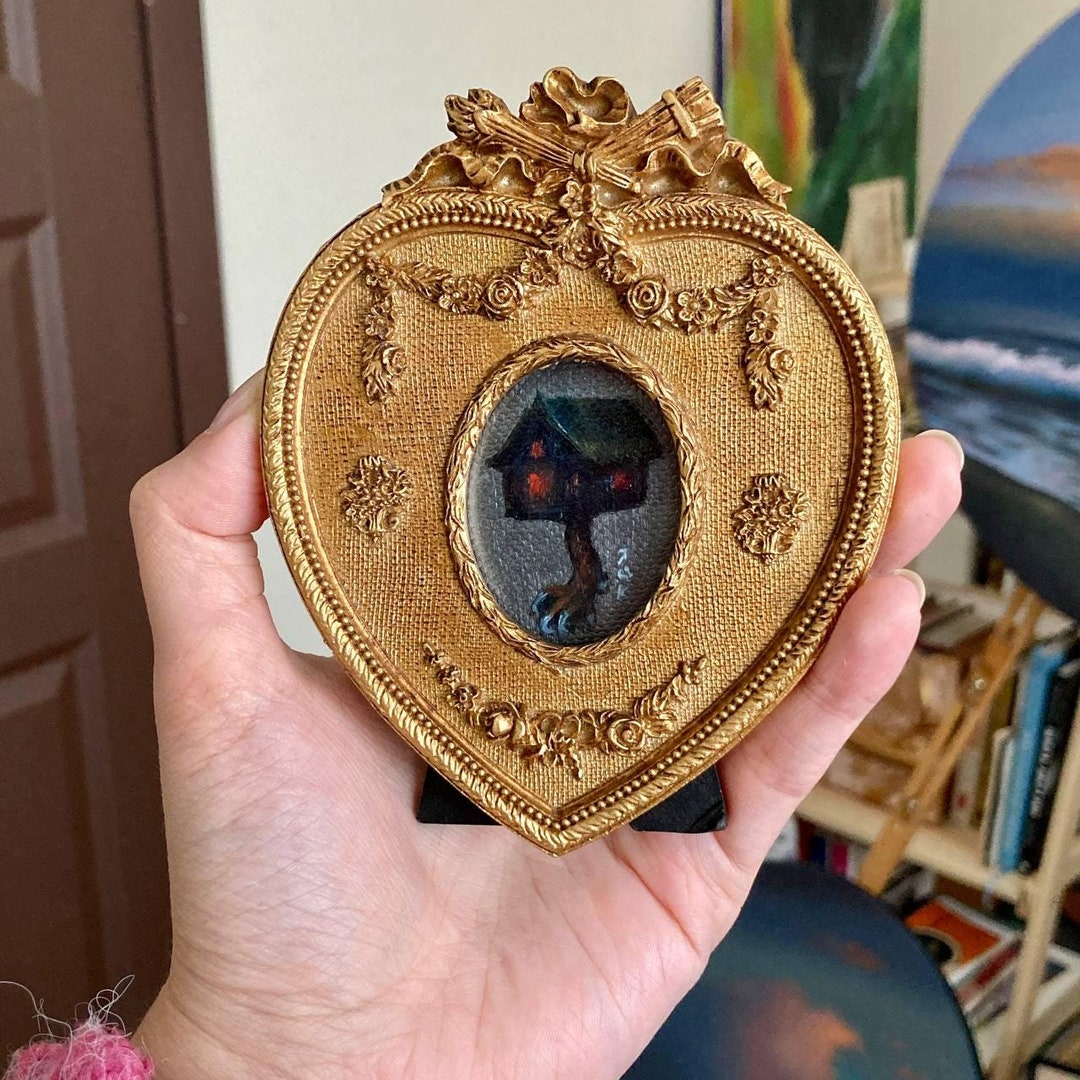 Baba Yaga’s Hut Baba Yaga Painting Gold Frame Dark Cottagecore Spooky ...