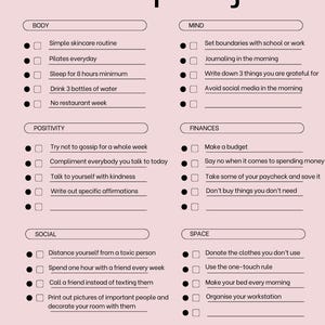 The Ultimate Glow up Checklist, Printable | Self-care & Habit Tracker ...