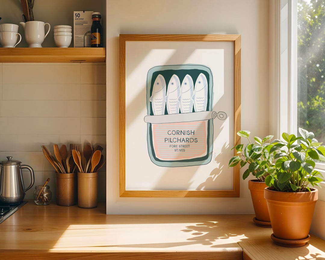 Cornish Pilchards, St. Ives, Cornwall Art, Sardine Tin Print, Kitchen ...