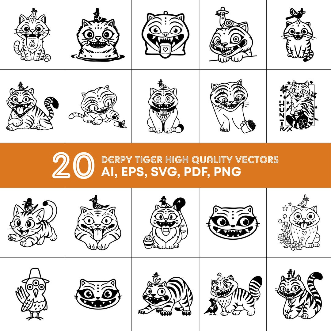 20 Derpy Tiger Bundle | Kpop Demon Hunters SVG PNG | Huntrix Derpy ...