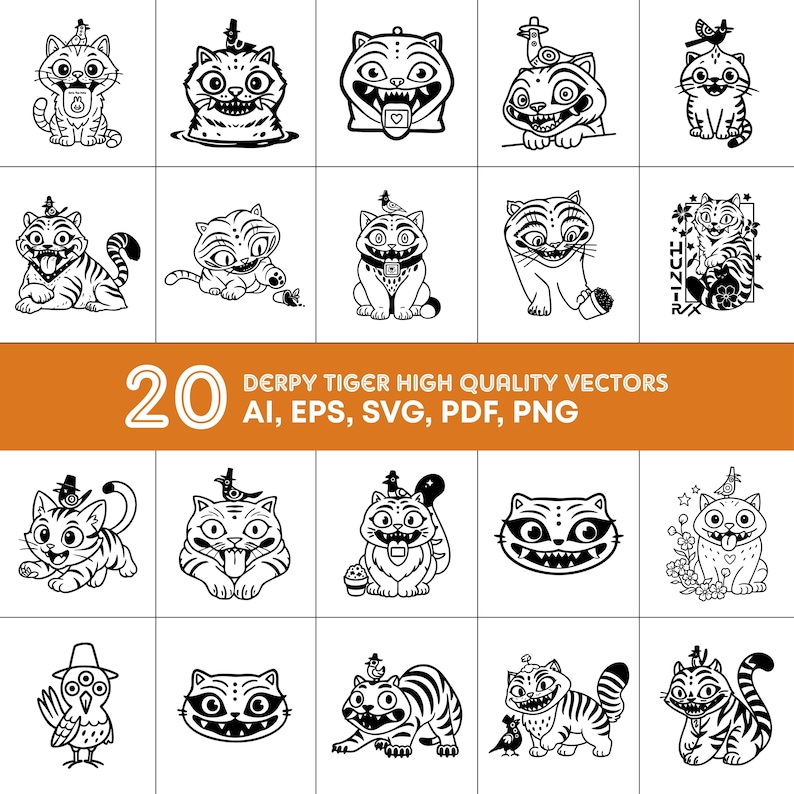 Derpy Tiger Vector Bundle | Kpop Demon Hunters Clipart (digital ...