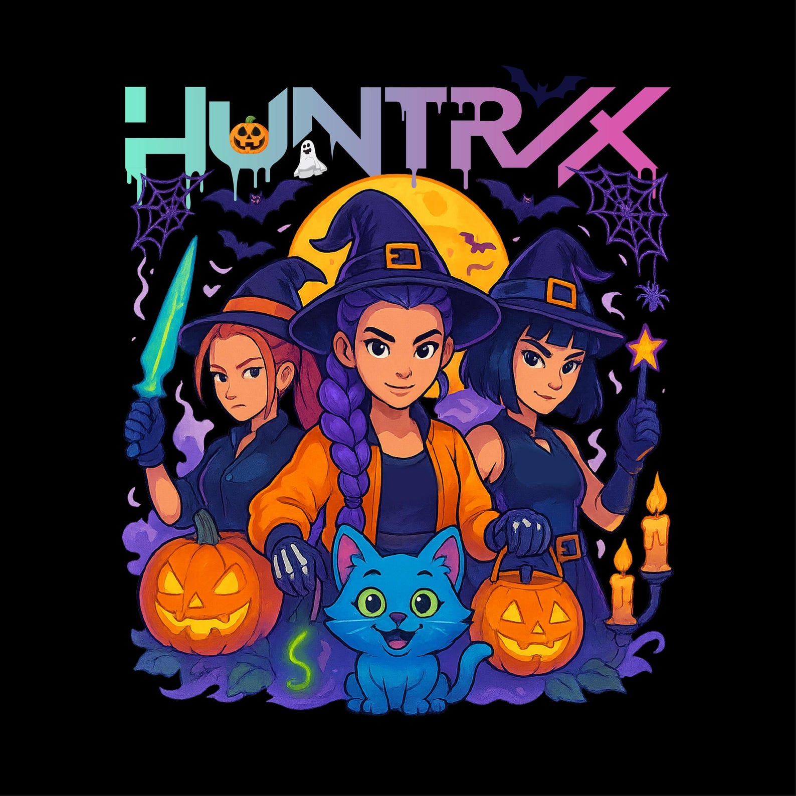 Spooky Huntrix Halloween PNG, Kpop Demon Hunters Clipart, Saja Girls ...