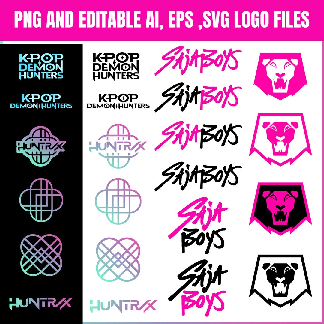 Kpop Logo Bundle PNG SVG AI Eps Pdf, Huntrix Logo Files, Saja Boys ...