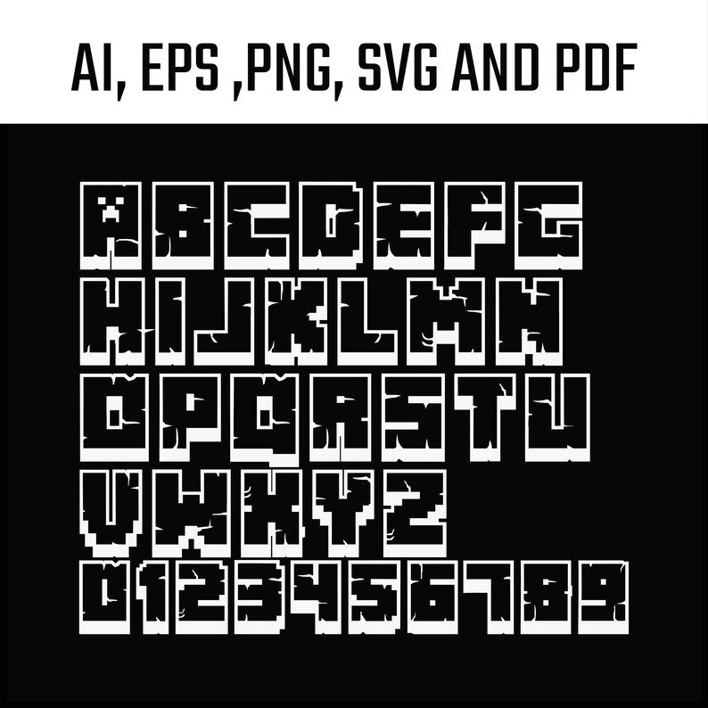 Gamer Minecraft Font SVG Bundle | Mine Alphabet Letters and Numbers ...