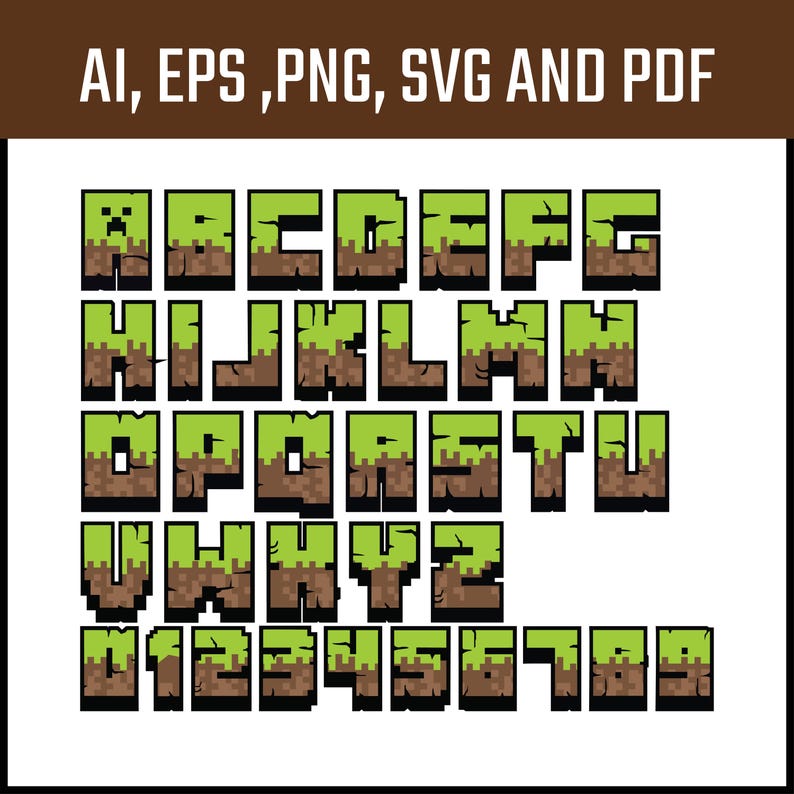 Gamer Minecraft Font SVG Bundle | Mine Alphabet Letters and Numbers ...