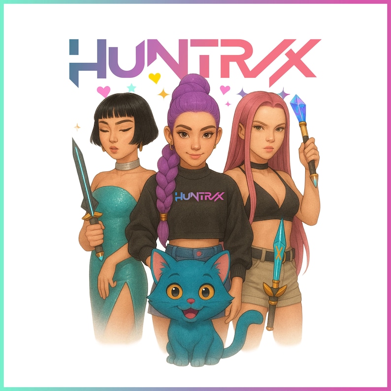 KPOP Huntrix PNG Bundle, Saja Girls Png, Demon Hunters Png, Anime Merch ...