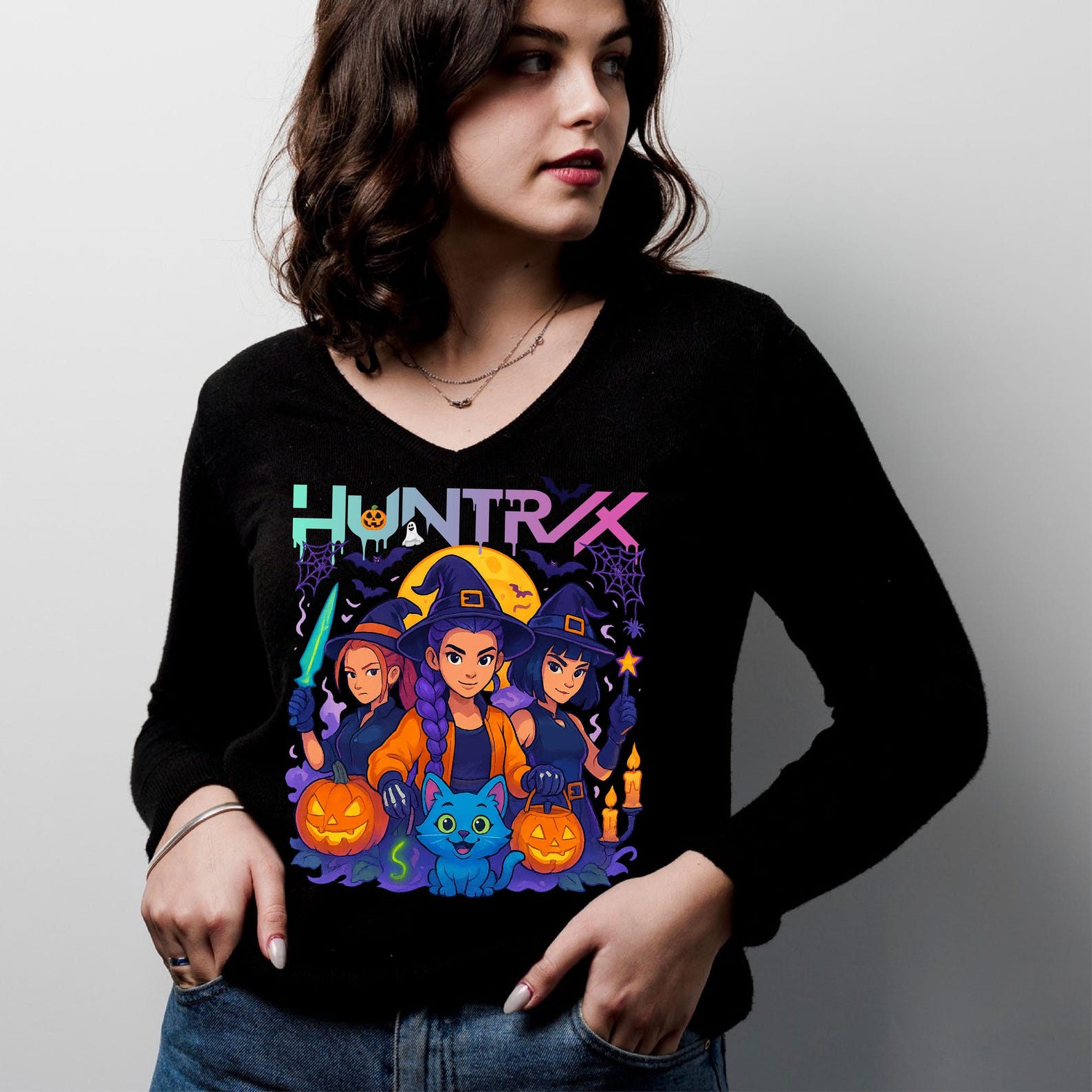 Spooky Huntrix Halloween PNG, Kpop Demon Hunters Clipart, Saja Girls ...