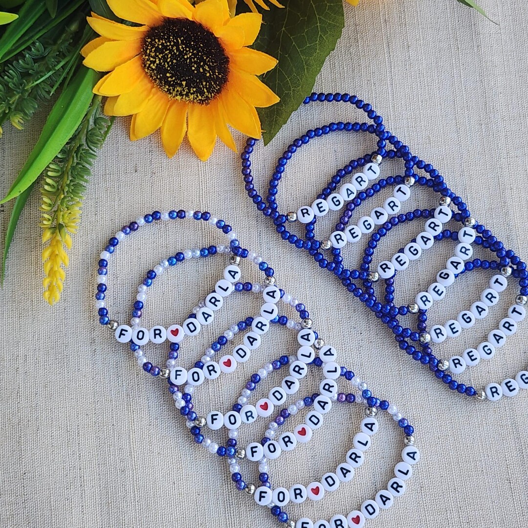 Custom Beaded Word Bracelet: Bulk Order Personalized Party Favor ...