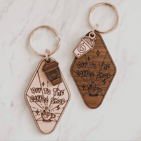 Off to the Coffee Shop Keychain Svg - Etsy