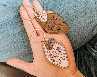 Off to the Campsite Wood Keychain Camping Keychain - Etsy