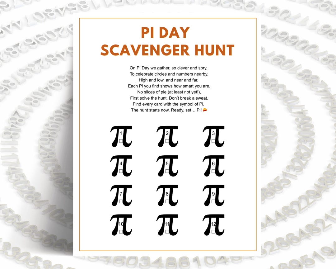 Pi Day Scavenger Hunt Game for Classroom Printable, Fun Indoor Outdoor ...