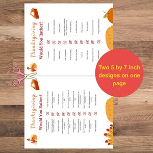 Thanksgiving Would You Rather Party Game Printable, Icebreaker Game ...