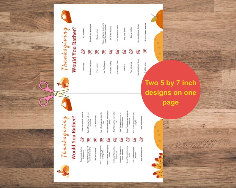 Thanksgiving Would You Rather Party Game Printable, Icebreaker Game ...