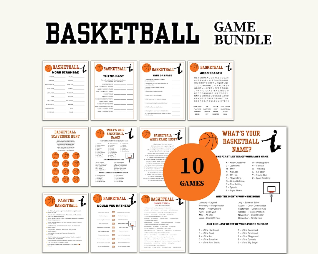 Basketball Party Game Bundle Printable, Fun Birthday Party or Watch ...