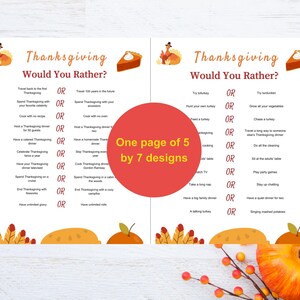 Thanksgiving Would You Rather Party Game Printable, Icebreaker Game ...