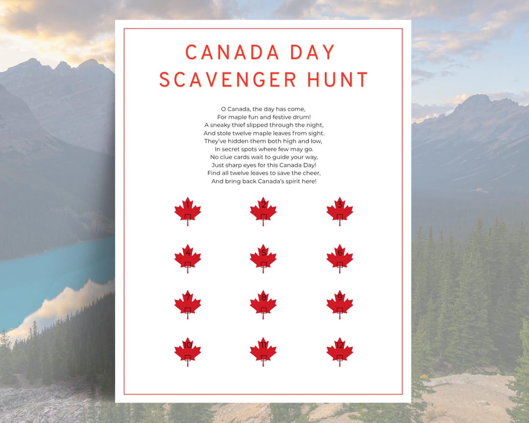 Canada Day Scavenger Hunt Game Printable, Fun Indoor Outdoor Game ...
