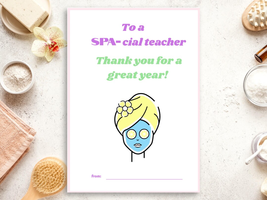 Teacher Appreciation Printable Spa or Massage Gift Card Holder for ...
