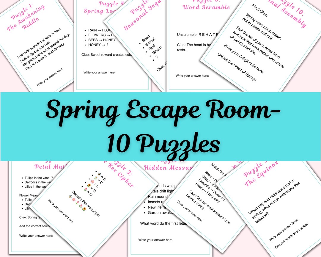 Spring Escape Room Game for Adults Printable, Spring Mystery Garden ...
