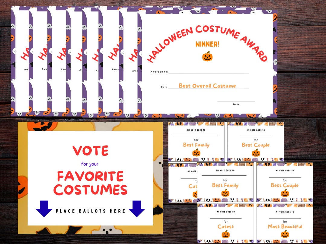 Halloween Printable Costume Awards Contest Kit for Families, Includes 8 ...