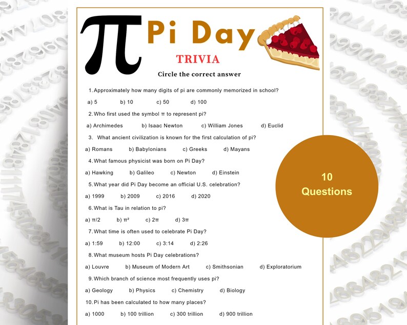 Pi Day Trivia Game Printable, Fun Pi Day Classroom Game, Math Students ...