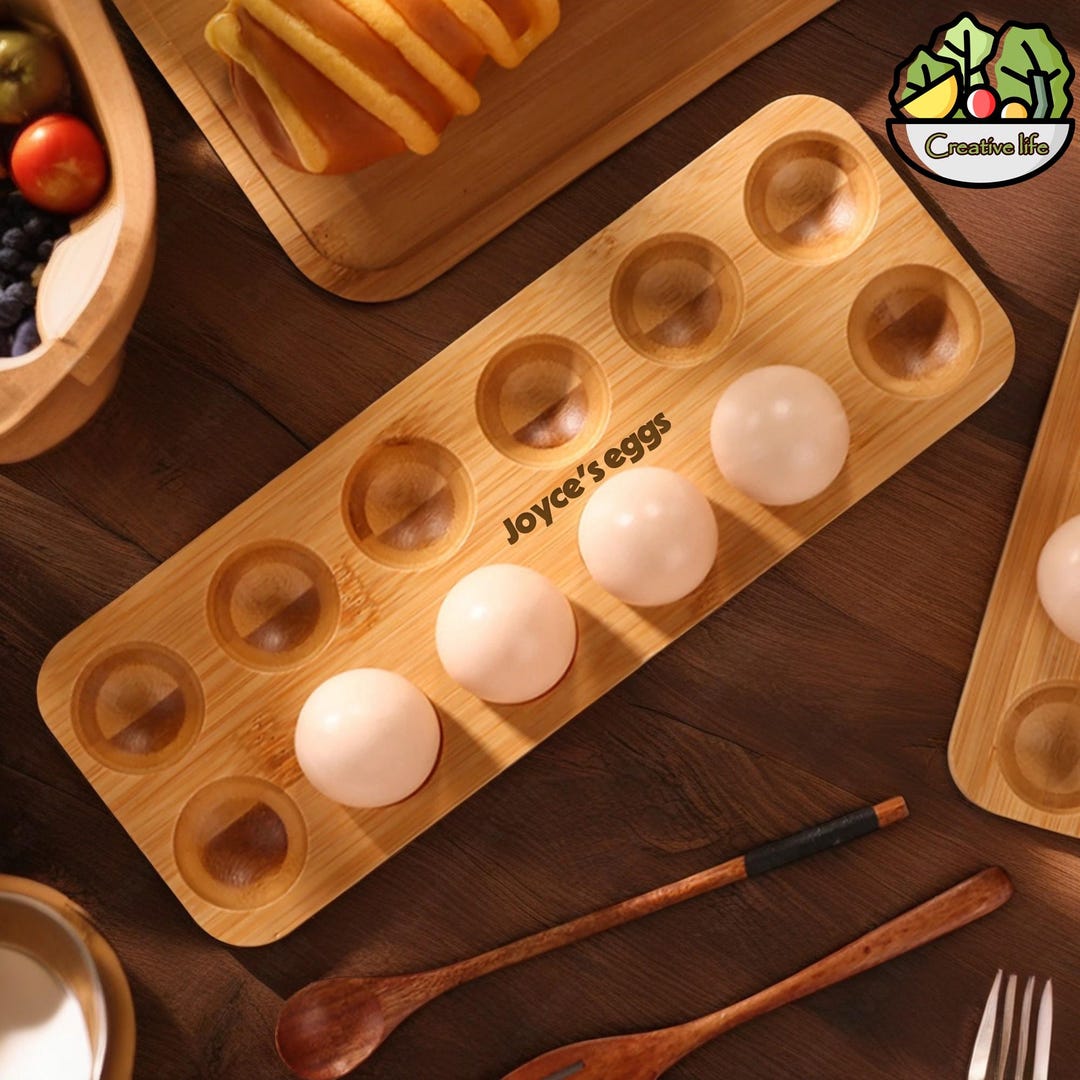 Personalized Bamboo Wood Egg Holder ,countertop Egg Tray,custom Solid ...
