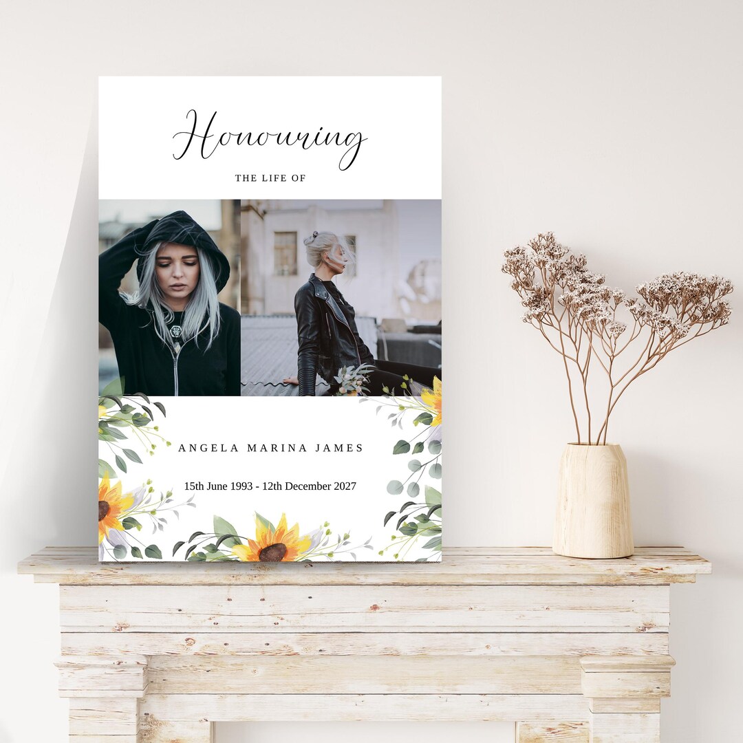 Sunflower Funeral Poster Board - Maximum Size A2 16.5 X 23.5 Inches in ...