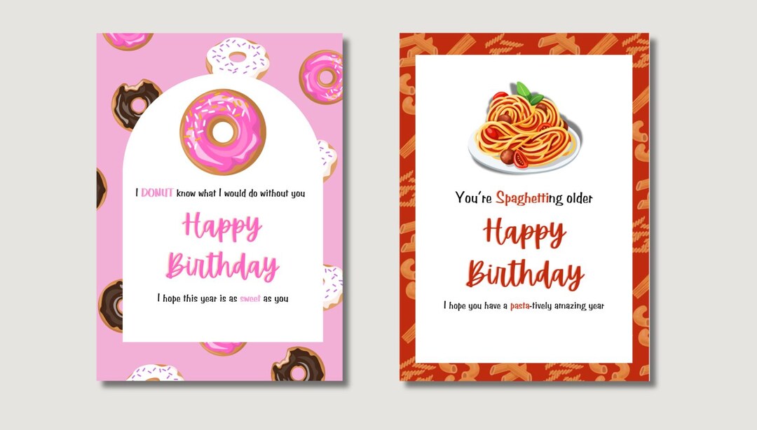 Double the Fun: Foodie Birthday Greetings Bundle - Etsy