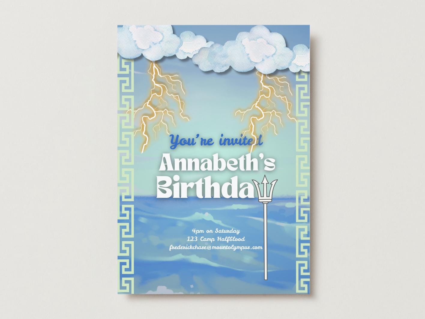Percy Jackson Inspired Greek Mythology Birthday Invitation - Etsy