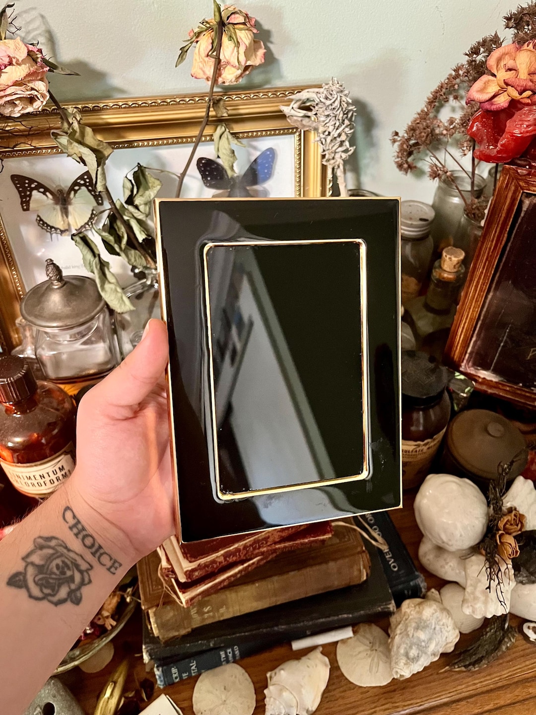 Black & Gold Witchcraft Scrying Divination Mirror - Etsy