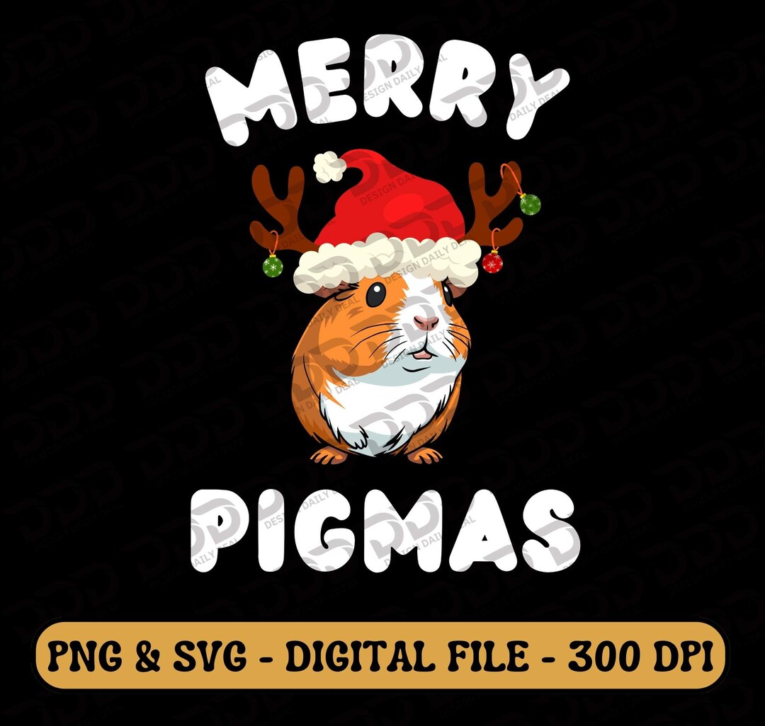 Merry Pigmas Png Svg, Cute Guinea Pig Christmas Shirt Design, Funny ...