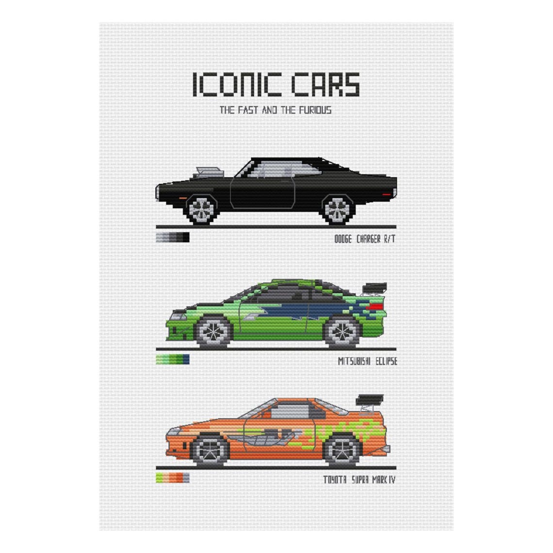 The Fast and the Furious Iconic Cars - Fast and Furious - Cross Stitch ...
